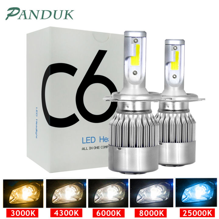 6000K COB C6 2x LED H4 Hi/Lo H11 9005 9006 Car Headlight Bulbs Car ...