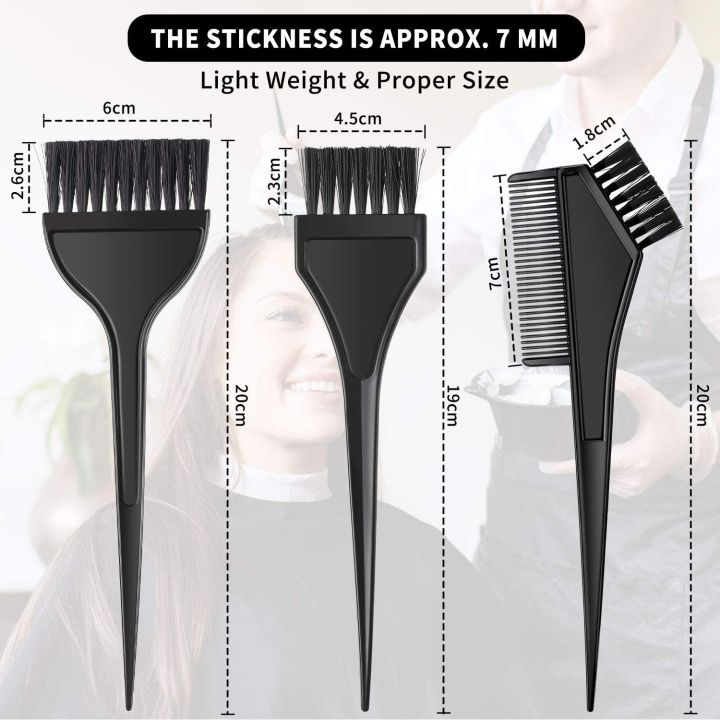 3 Pieces Hair Dye Colouring Brush Hair Dyeing Comb Brush Kit Bleach ...