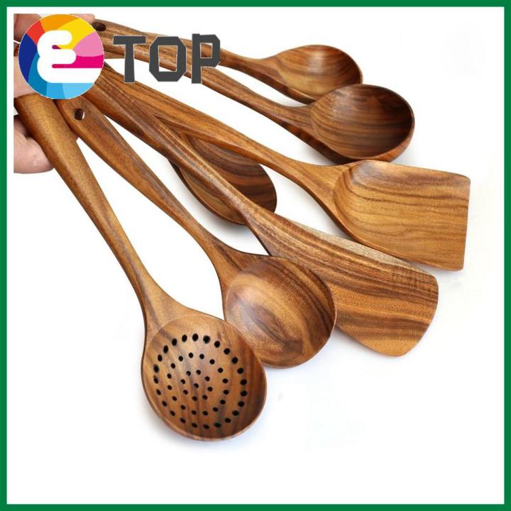 【ETOP】 1pc Spoon* Natura Wooden Handmade Tableware Long Handle Cooking ...