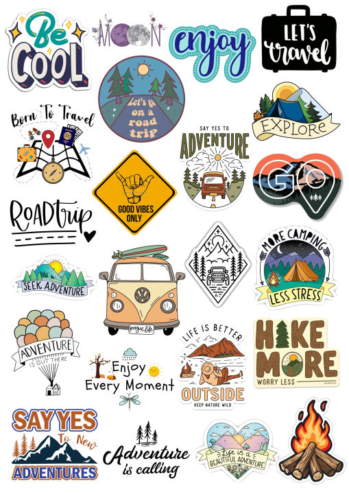Adventure Stickers Aesthetic Stickers 23 Pieces of Cool Stickers For ...