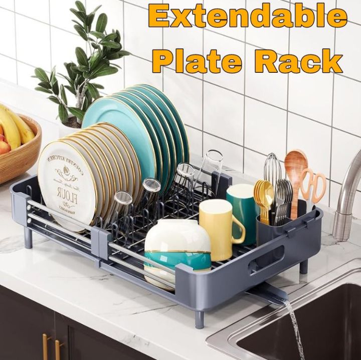 Stainless steel dish drying rack, adjustable kitchen dish organizer ...