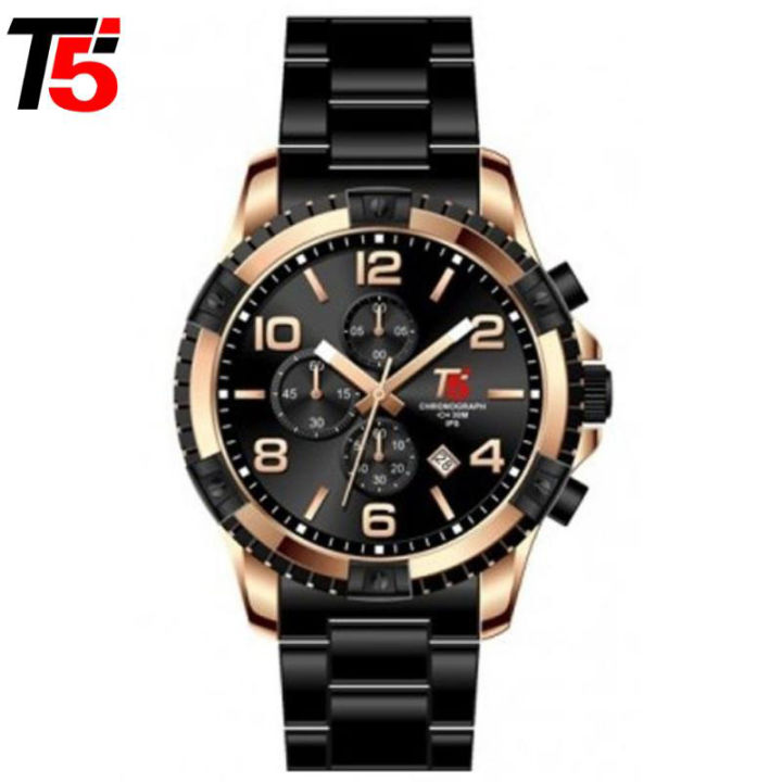 T5 Black Dial Black Stainless Steel Chronograph Watch- H3394G-E | Daraz.pk