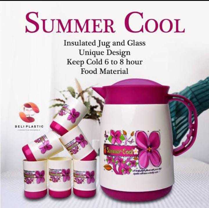 Plastic Water Jug With 6Pcs Plastic Water Glass Set - Pack Of 7- Summer ...