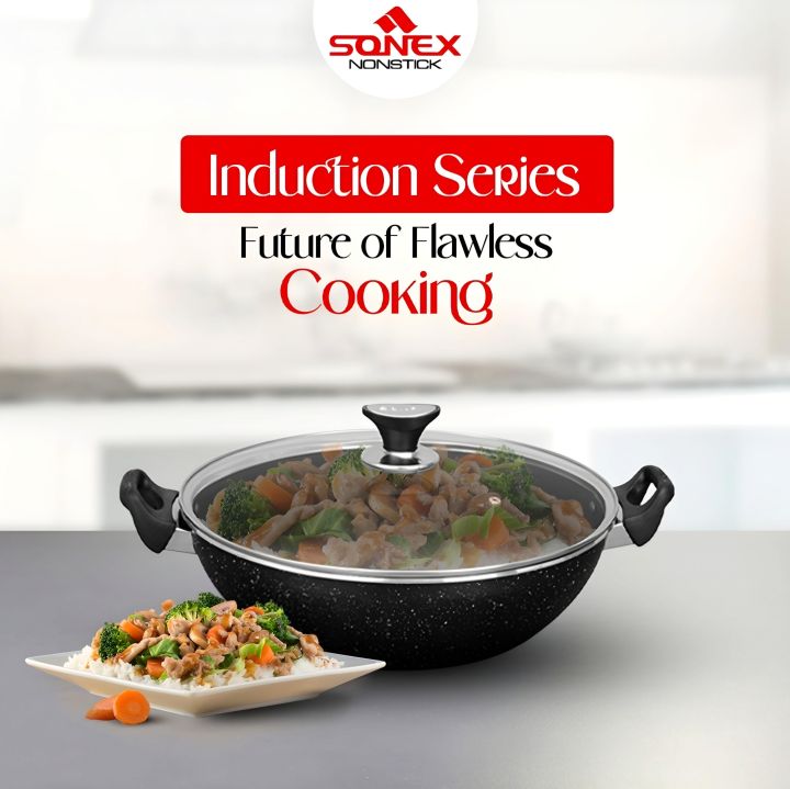Sonex Induction Base Wok/Karahi With Non-Stick Coating - 32cm | Daraz.pk