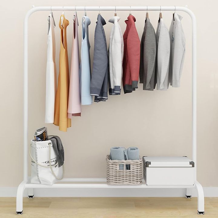 Single Pole Clothes Rack with Shelf – Free-Standing Metal Garment ...