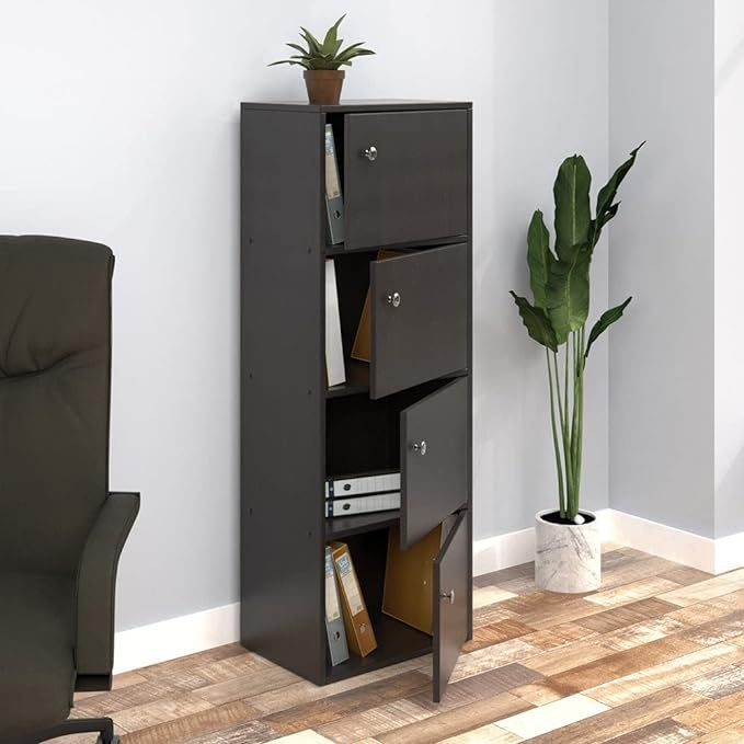 Wood 4 Shelf Book Case | Book Cabinet with 4 Level Storage | Daraz.pk