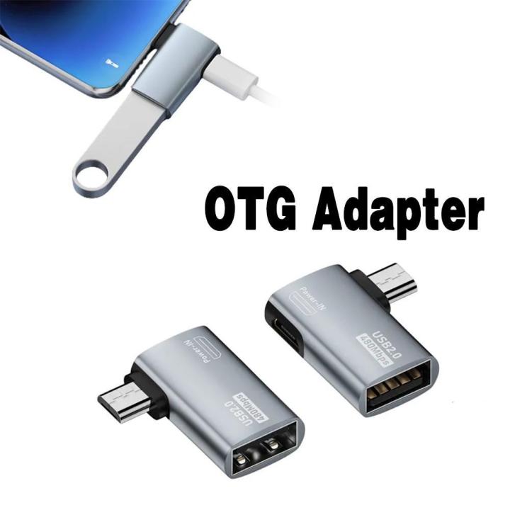 OTG Cable Adapter 4K 90 Degree Left / Right Angle Powered Micro USB To ...