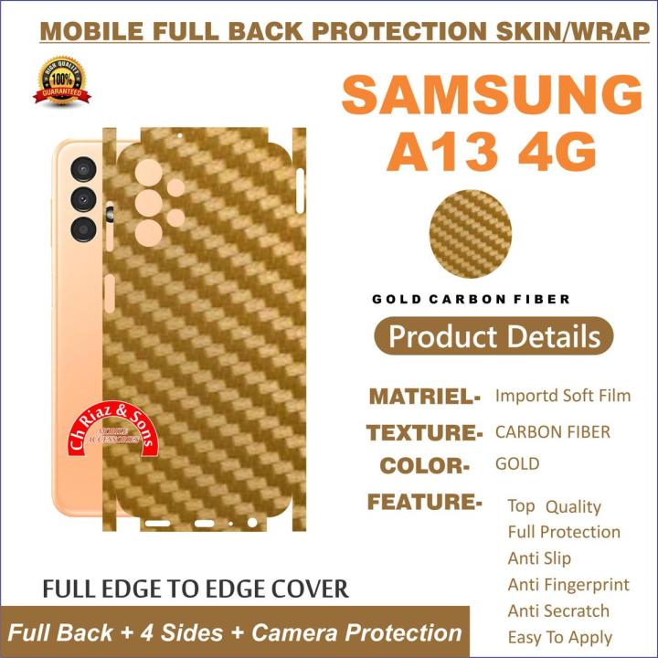 SAMSUNG A13 FULL BACK 360 premium Protection Skin / Wrap - GOLD CARBON ...