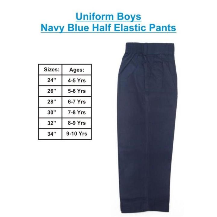 Half Elastic Navy Blue Pant for School Boys 28 Inch 6-7 Years Boys ...
