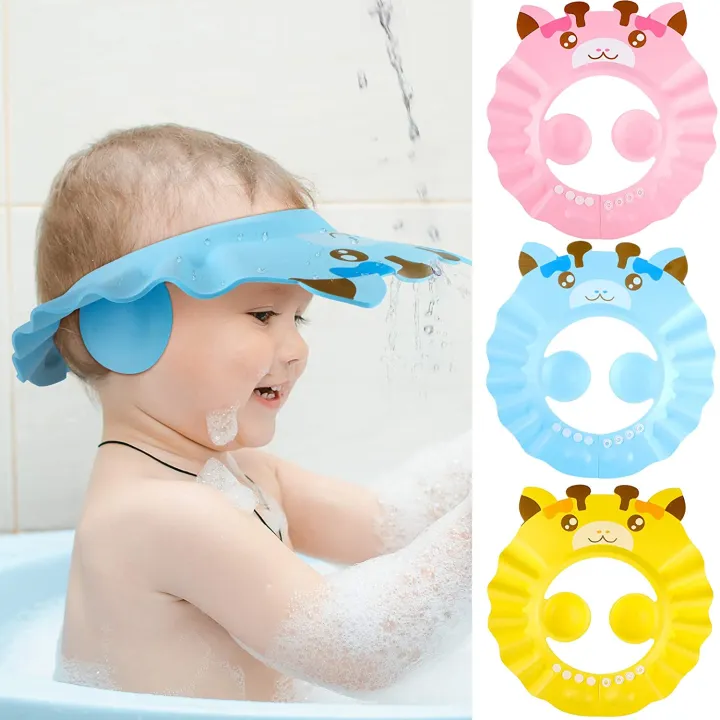 Baby Shower Cap Shampoo Wash Hair Kids Bath Adjustable Shield ...