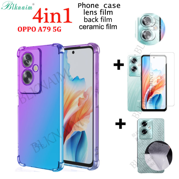 BLKNAIM 4-in-1 NEW For OPPO A79 5G case Anti-fall Color phone case Matte Ceramic Film Carbon ...