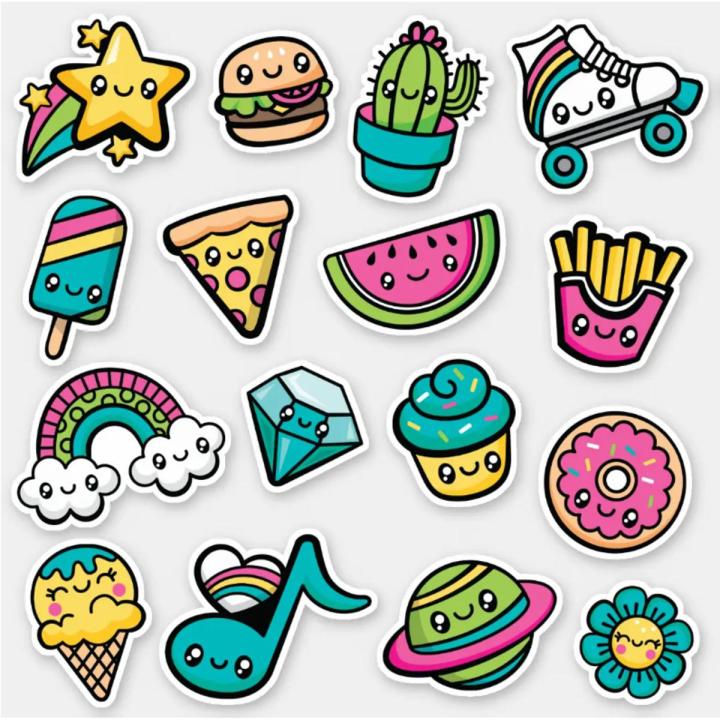 Cute Doodle Stickers for Laptop - Pack of 16 - Aesthetic Art Stickers ...