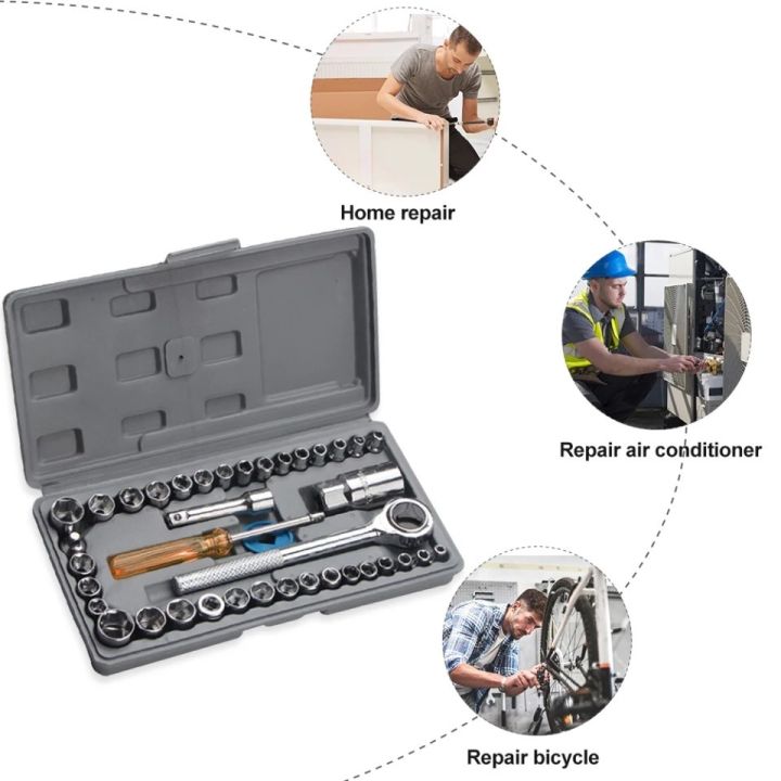 Original Aiwa 40-Piece Combination Socket Wrench Set – Heavy Duty Tool ...