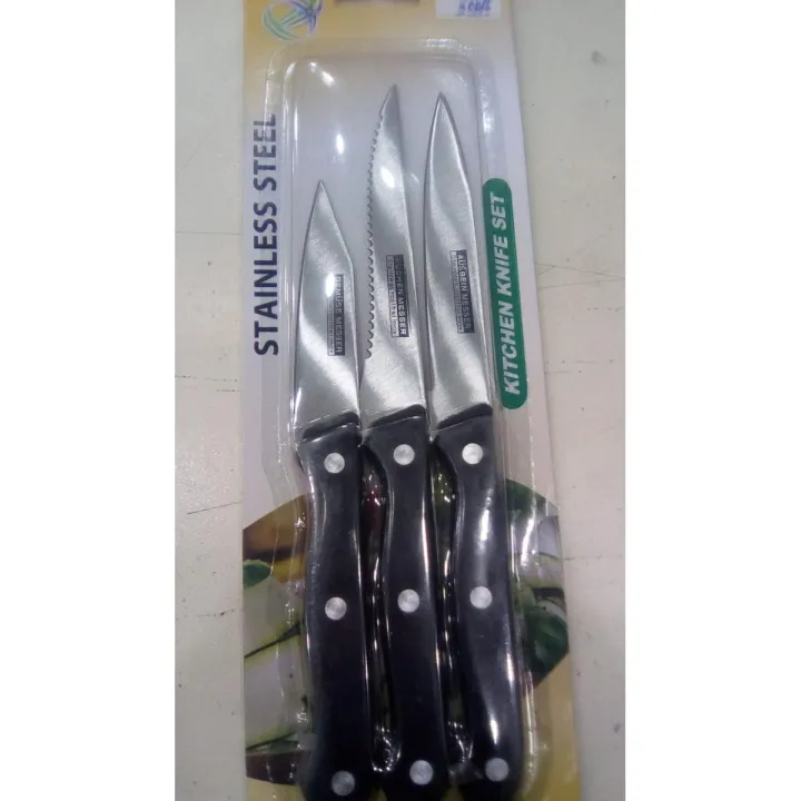 3 Piece Kitchen Knives Set- Black | Daraz.pk