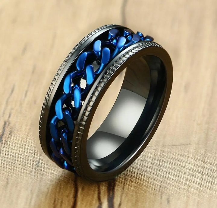 NEW BLUE BORDED RING FOR BOYS - HIGHLY QUALITED TITANIUM | Daraz.pk