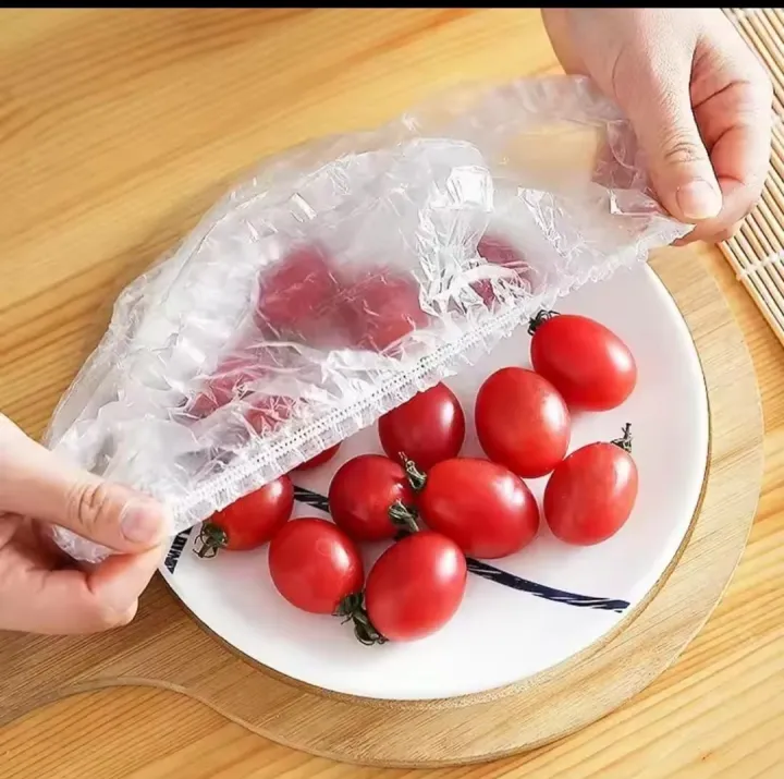 100Pcs Reusable Elastic Food Storage Covers Disposable Food Plastic ...