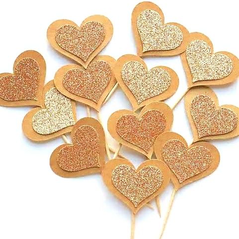 6 pieces Heart shape Cake topper | Daraz.pk