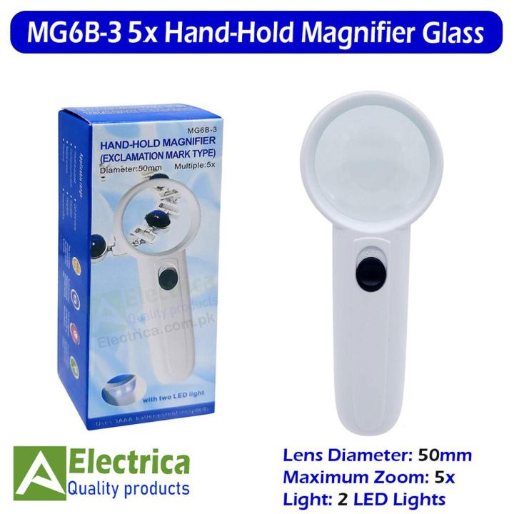 MG6B-3 5x 50mm Zoom Hand-Hold Magnifier Glass With Two LED Lights ...