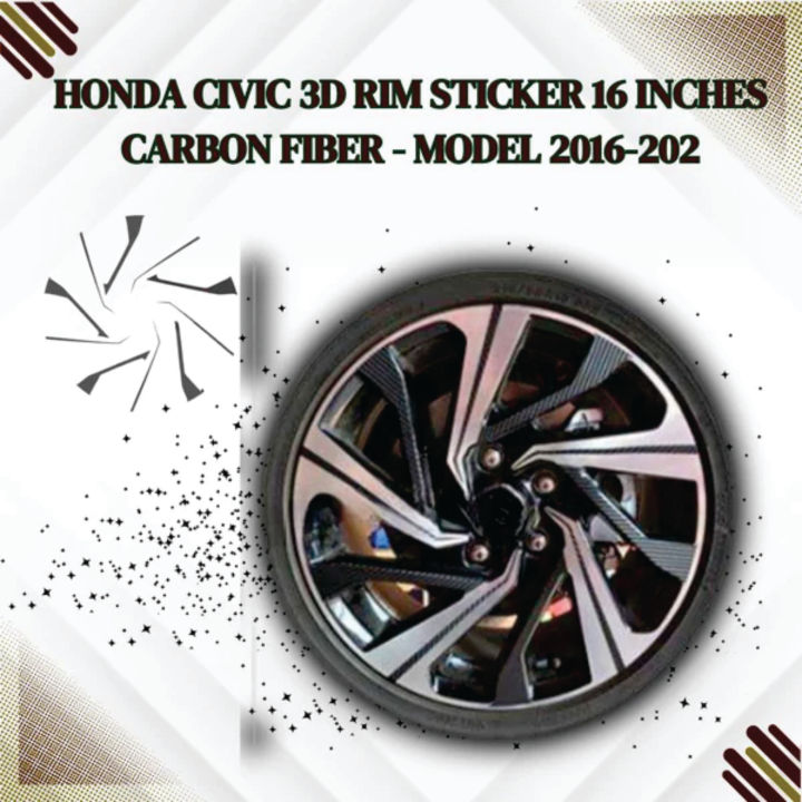 civic x2016-2020 rims sticker set 3d carobon fiber(40PCS) cutomized ...