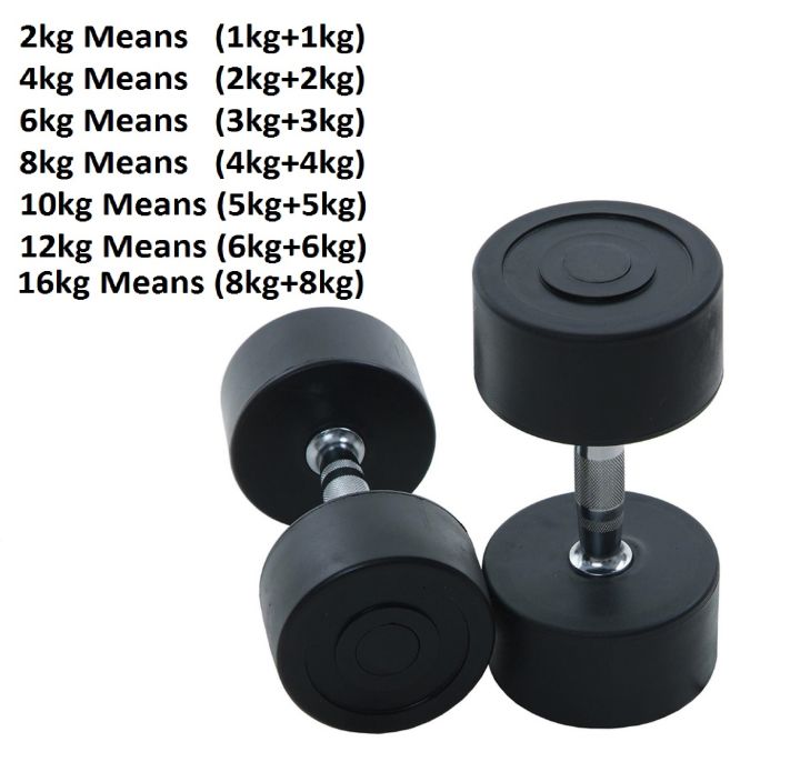 2KG Dumbbells Pair for Men & Women – Pure Rubber Coated Non-Slip Hand ...