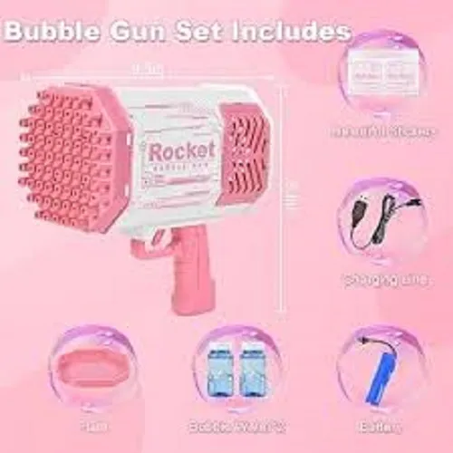 Automatic Electric Bubble Gun for Kids | 8, 36 & 69 Holes Bazooka Style ...