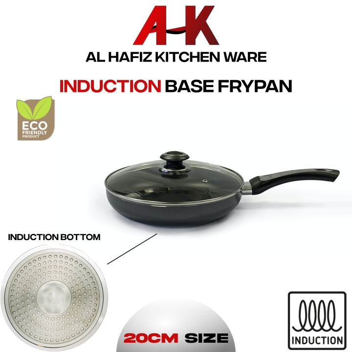 induction base fry pan(egg pan) non stick with glass lid 20cm (IMPORTED ...