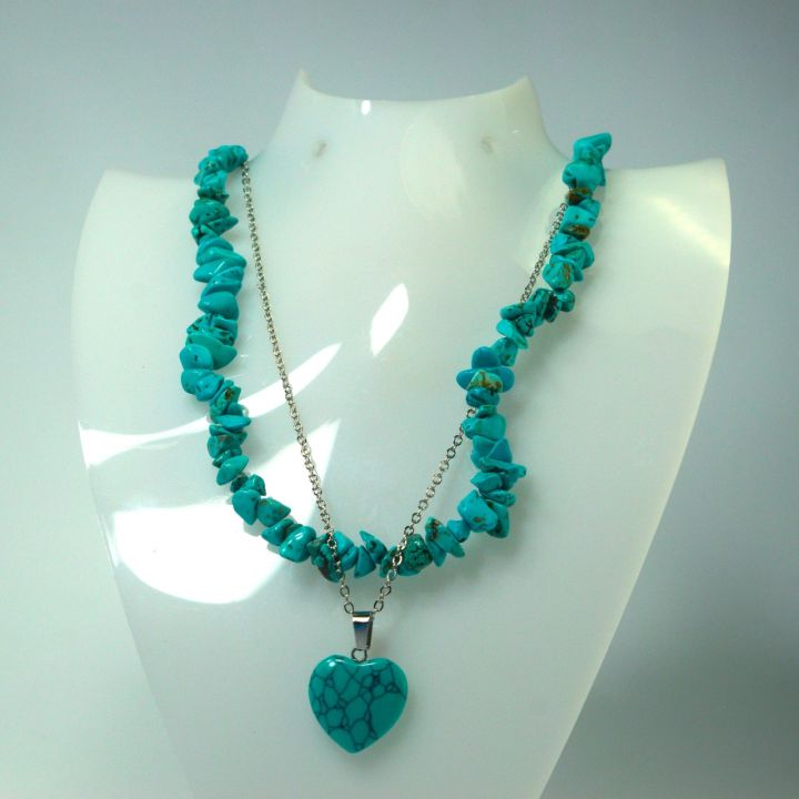 Titanic Royal Blue Stone Love Heart Necklace For Girls | Daraz.pk