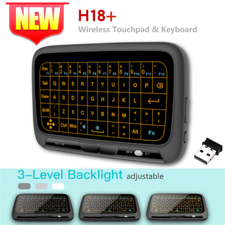 H18+ Mini Wireless Keyboard with Full Touchpad | 2.4GHz Backlit ...