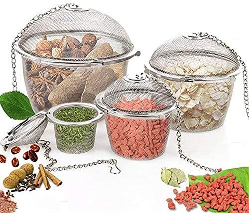 Chained Lid Spice Seasoning Bag Mesh Ball Shape Tea Filter Basket ...