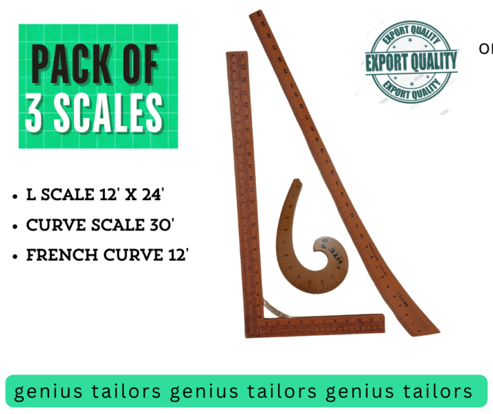 Pack of 3 Scales (1 L Scale 12'x24', 1 Curve Scale 30' , 1 French Curve ...