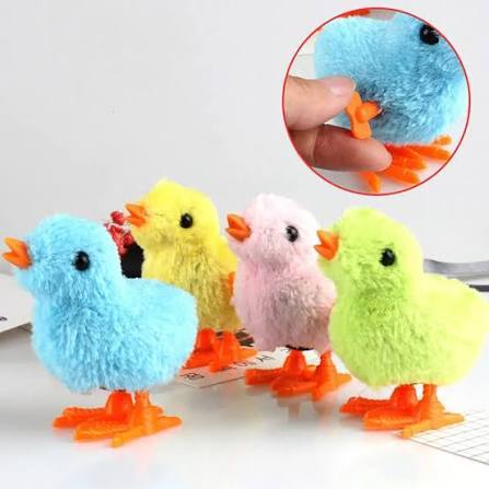 Fuzzy Plush Wind-Up Hopping Chick - Jumping Clockwork Toy for Kids ...