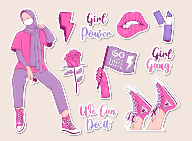 10 pcs pink style girl stickers for mobile back cover - Stickers for ...