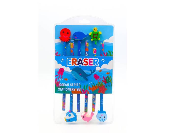 Sea Animal Lead Pencils with Erasers – Pack of 12, Set of 6 pencils ...