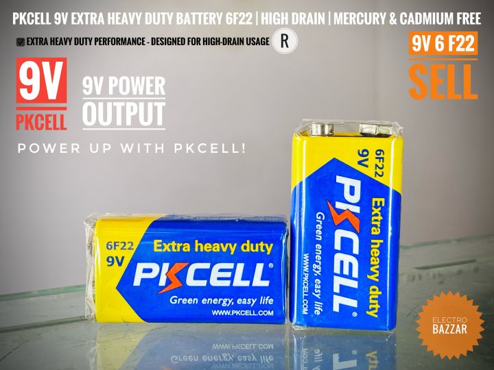 PKCELL 9V Extra Heavy Duty Battery 6F22 | High Drain | Mercury ...