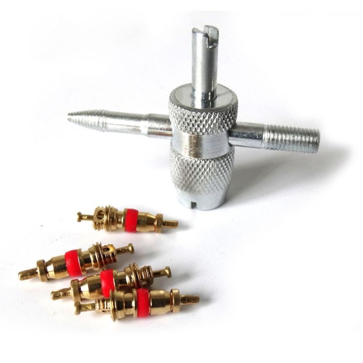 Conditioning Wheel Stylish Wrench Air Bike Truck Tyre Accessory 4-WAY Tire Valve Cores Remover ...