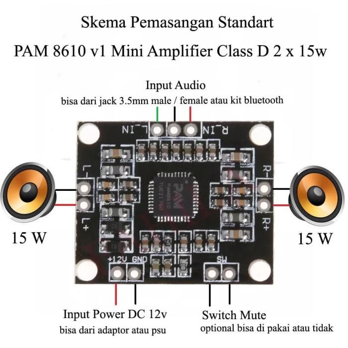 PAM8610 digital power amplifier board 2x15w dual channel stereo mini ...