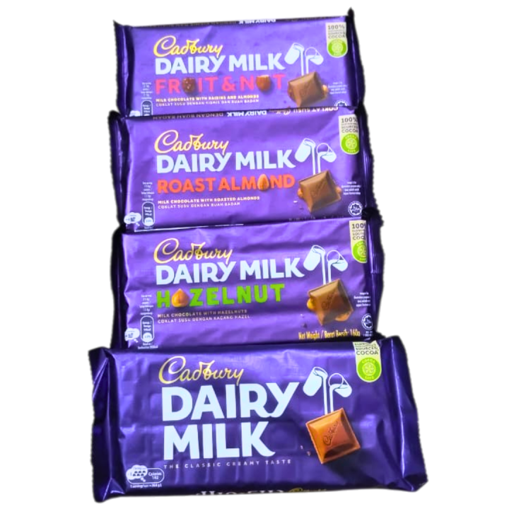 🍫 Cadbury Dairy Milk Chocolate Bar Bundle 160g × 4 – Creamy Milk ...