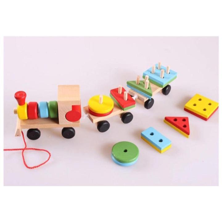 Wooden Colorful Shapes Train - 4 Shapes with different colours for ...