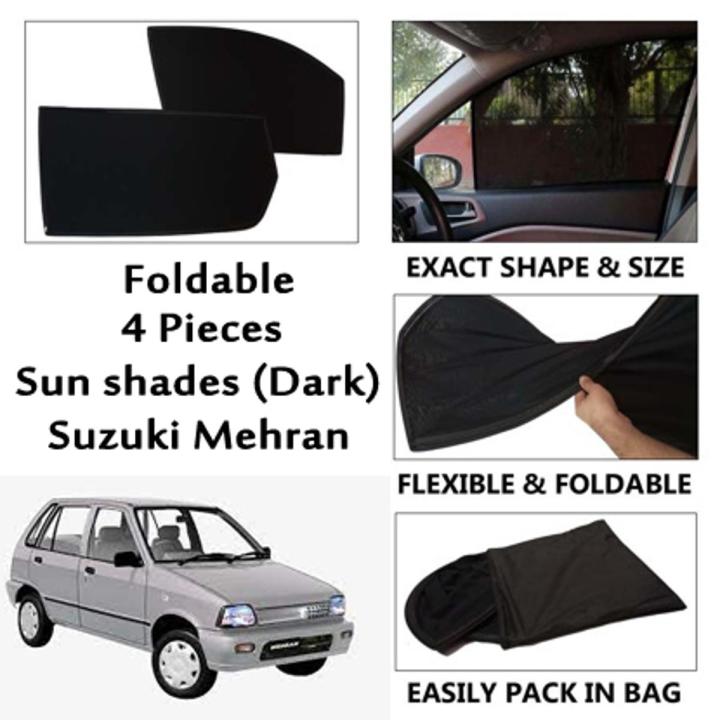 4 Pieces Foldable Dark Sun Shades For Suzuki Mehran (Dark Black) - 4 ...