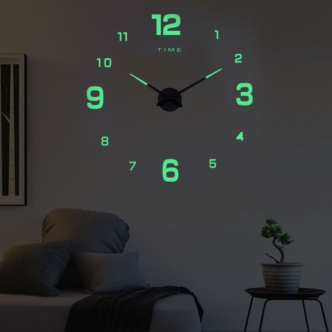 New DIY 3D Clocks Night Luminous Large Wall Clock Acrylic Light at Dark ...