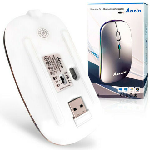 Anxin Rechargeable Wireless Bluetooth Mouse – Dual Mode (Bluetooth + 2 ...