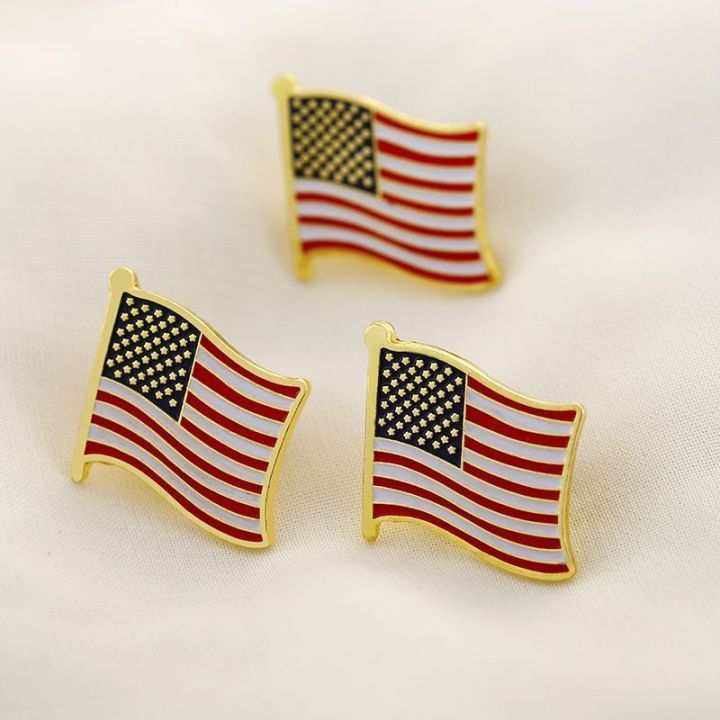 【Trendy designs】Enamel Craft American Flag Badge Custom Study Abroad ...