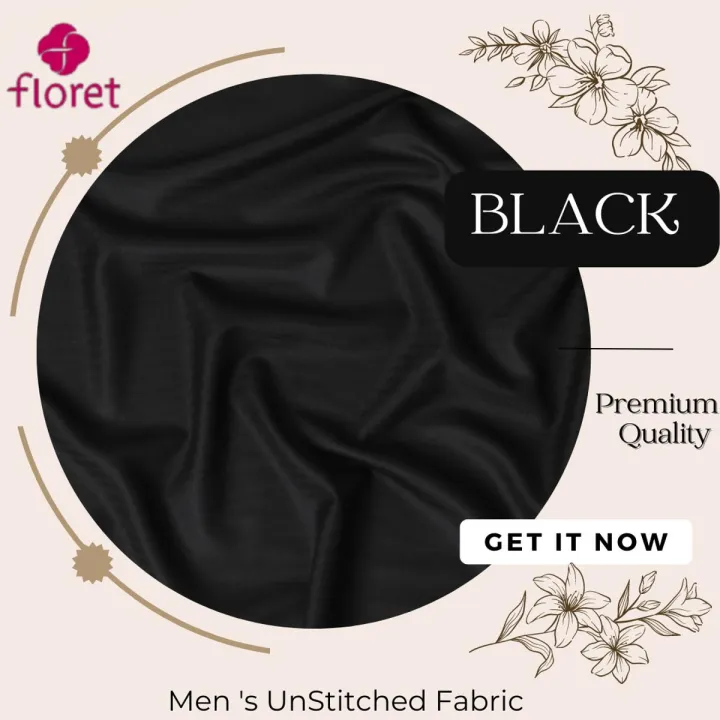 Floret Black Premium Export Quality Unstitched Shalwar Kameez Fabric ...