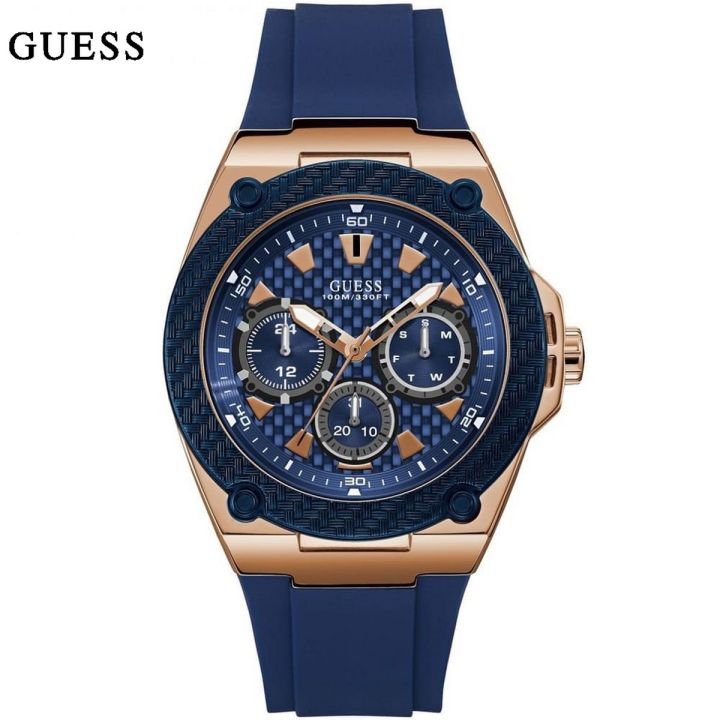 Guess Legacy Blue Dial Blue Rubber Strap Watch For Men-W1049G2 | Daraz.pk