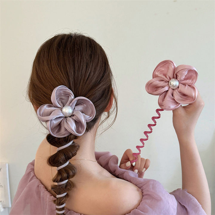 High Elastic Telephone Line Hair Loop Elastic Bands Spiral Coil Hair ...