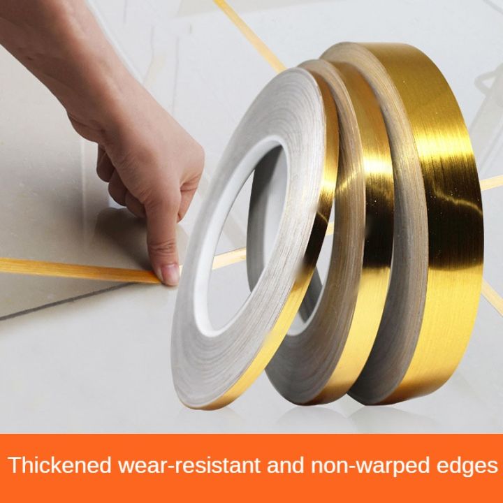 50M Self-Adhesive Tile Sticker Tape Gold Silver Floor Waterproof Wall ...