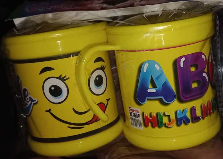 pack of 2 unbreakable cups for kids with beautiful emoji Characters and ...