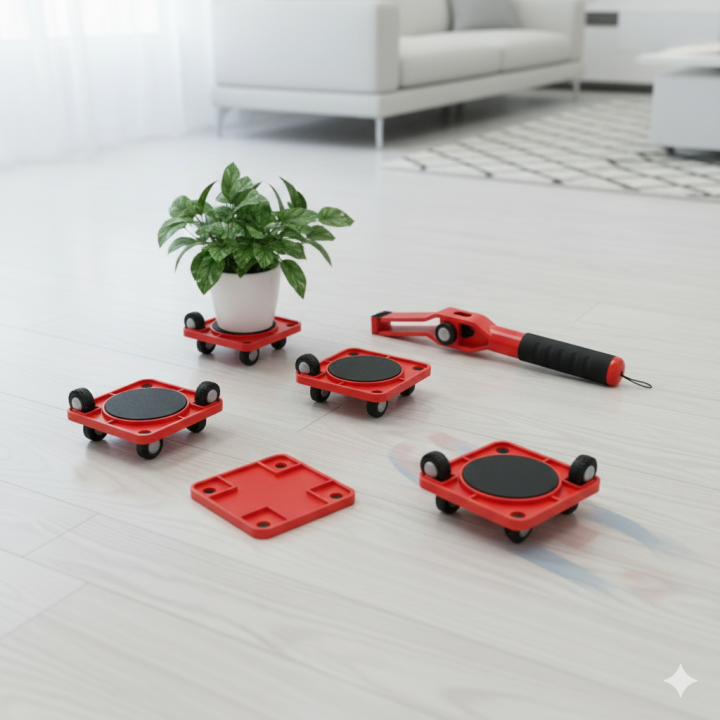 Furniture Moving Tool Set with Lifting Lever & 4 Heavy Duty Roller ...