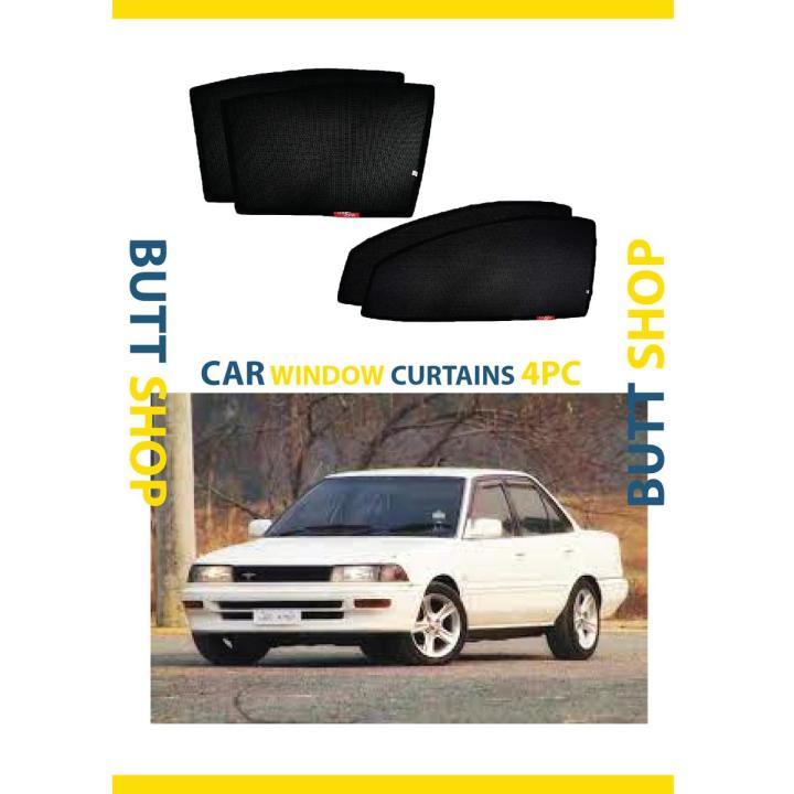 TOYOTA COROLLA 88 WINDOW CURTAIN/ Sun shades / Side Curtains BLACK 4PC ...