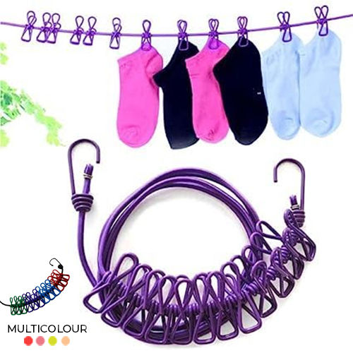 Multi Functional Portable Drying Robe Hanging Hanger With 12 Clips and ...